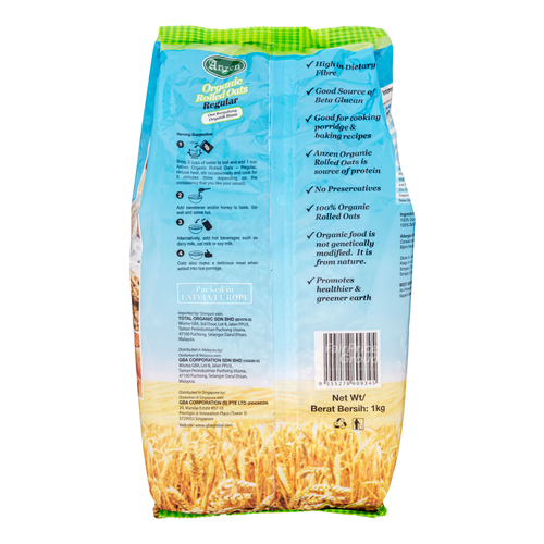 Anzen Organic Rolled Oats Regular 1kg - Eezee